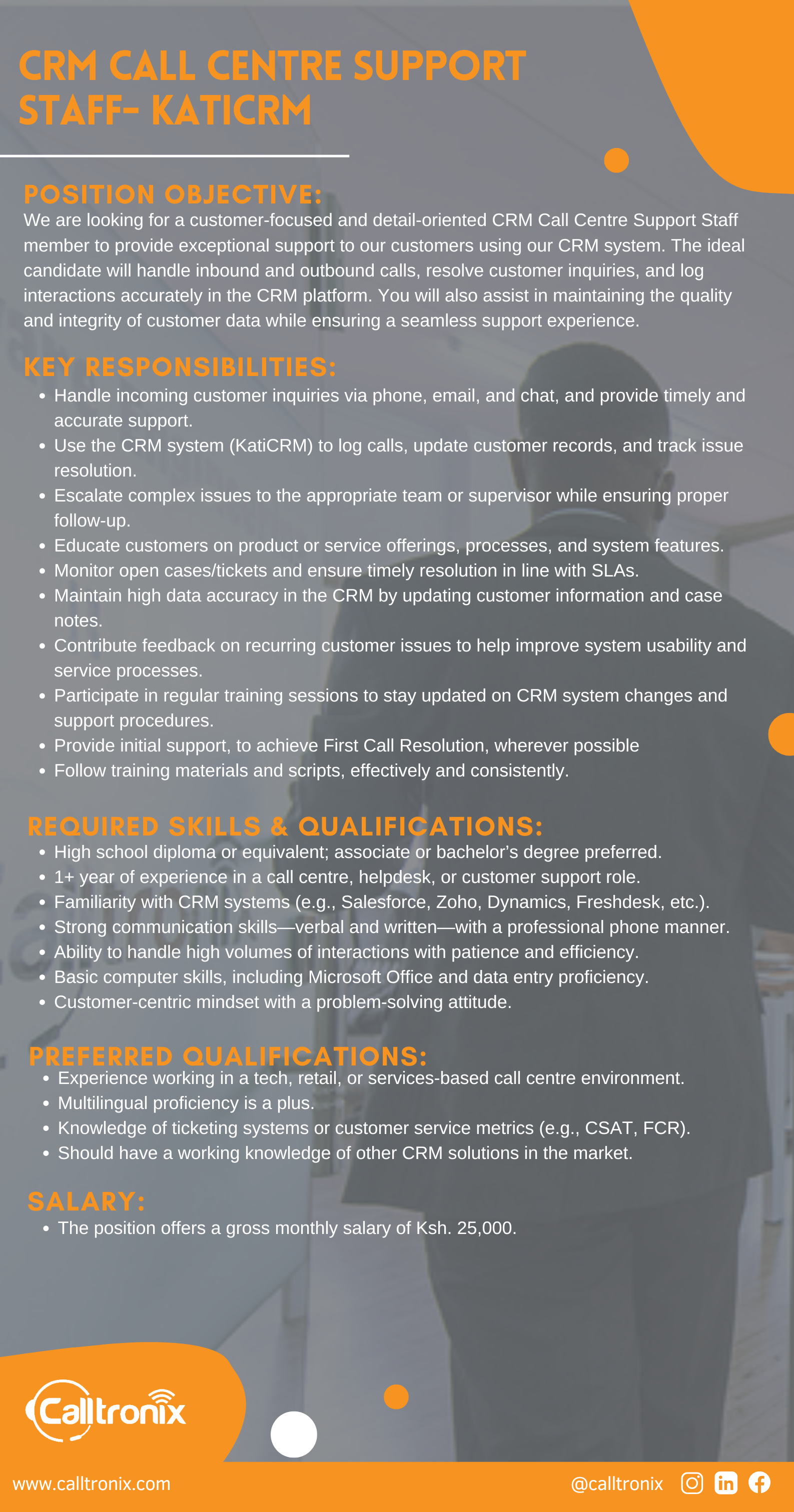 Calltronix Kenya Limited | Careers | Customer Serve Executive
